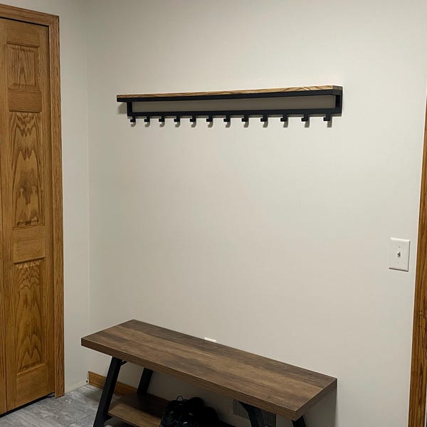 Entryway Wall Mounted Coat Rack With Hooks Industrial Metal Decor ...