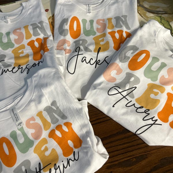 Personalized Groovy Cousin Crew Kids Shirt Retro Custom Matching Cousins Shirts Cousin Trip Boho ...