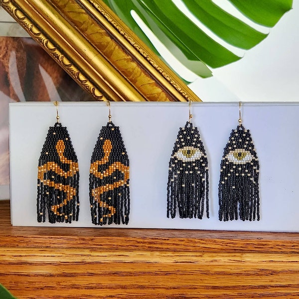 THE OSAGE // Beaded Earrings Beaded Fringe Earrings Native American ...