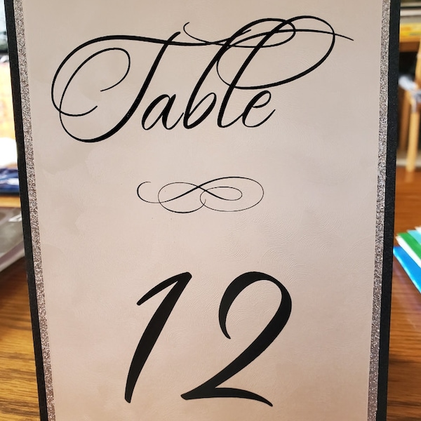 Table Number Cards, Silver Glitter Table Card, Glitter Table Number ...