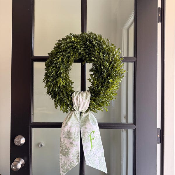 Monogram Chinoiserie Blue Leopard Wreath Sash for Front Door ...
