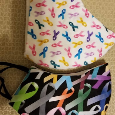 Mook Fabrics Multi Colored Cancer Awareness Ribbons Cotton Fabric by ...