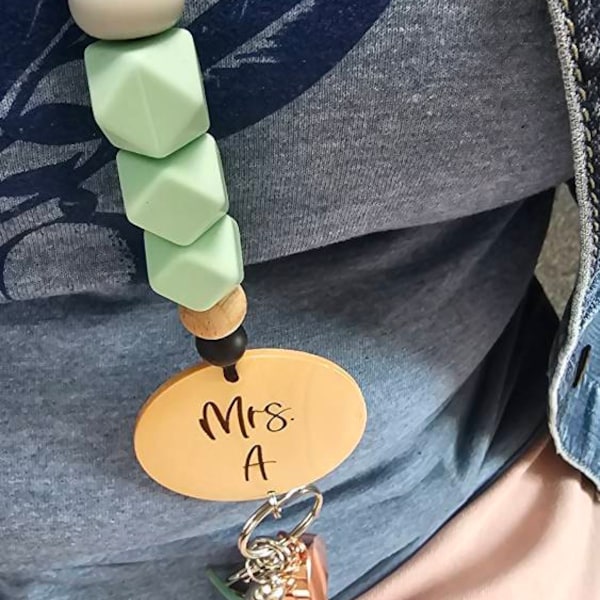 Boho Rainbow Beaded Teacher Lanyard, ID Badge Holder, Lanyard for Keys ...