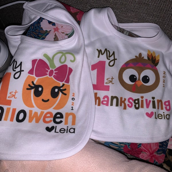 My First Halloween Bib Set , Personalized Halloween Bibs , My First ...