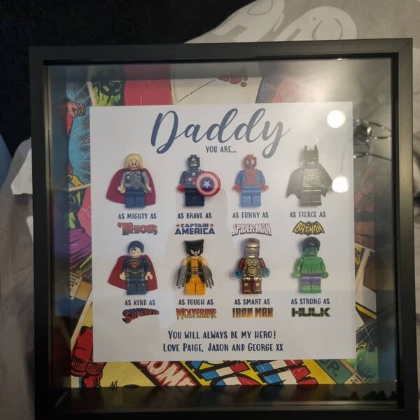 Personalised Daddy/dad Superhero Box Frame, Personalised Frame for Him ...