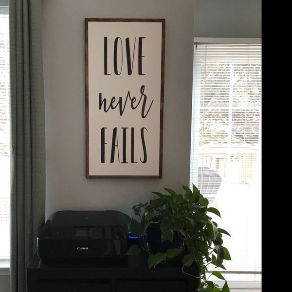 Love Never Fails Sign, FREE SHIPPING, Wedding Gift, Love Sign, Love ...