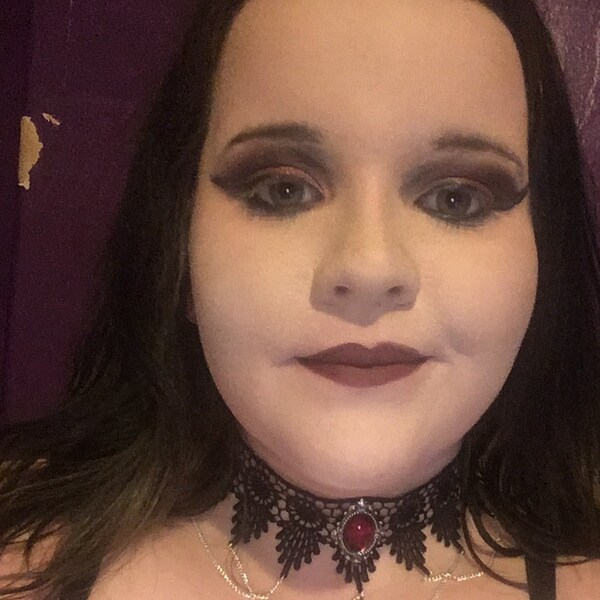 Victorian Gothic Choker Necklace - Ruby Red Swarovski Crystal, Lace ...