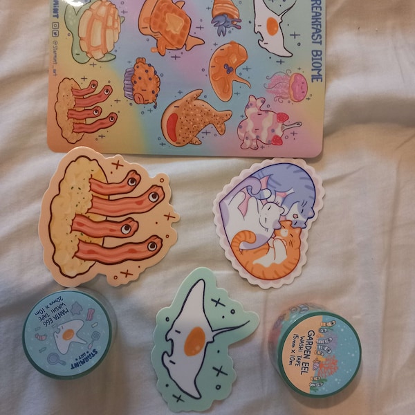 Breakfast Biome Waterproof Sticker Sheet Marine Animal Nature Aquarium ...