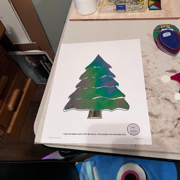 PATTERN • Snowy Christmas Tree X2 Stained Glass Pattern • PDF • Digital ...
