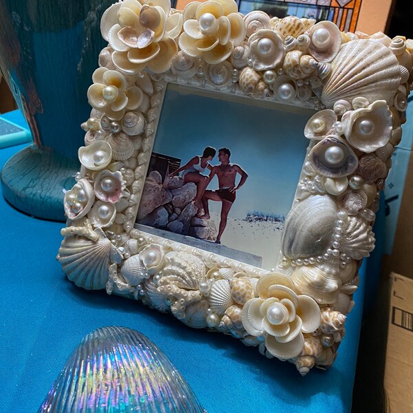Seashell Cross 7"x9" With Seashell Flower, Can Be Customized on Back ...