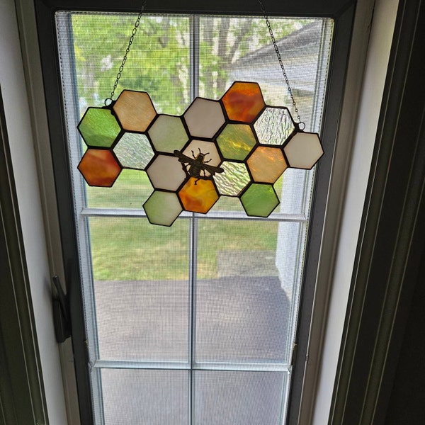 Stained Glass Beehive Suncatcher: Honeycomb Window Decor - Etsy
