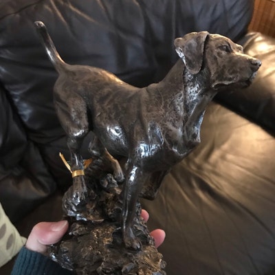 Bronze Laying Weimaraner Figurine by Harriet Glen, Heavy Weight, 23cm ...