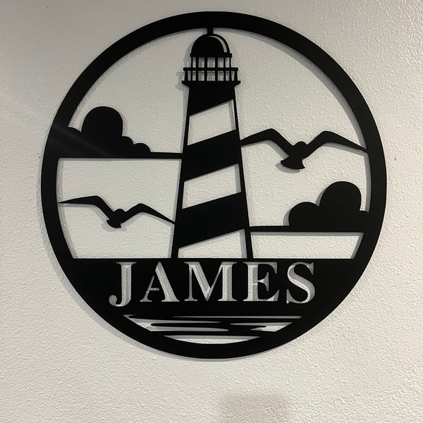 Personalized Lighthouse Sign, Custom Harbor Theme Sign, Custom Family ...