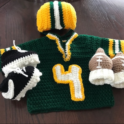 Newborn Baby Football Outfit Helmet Hat Mitts Cleats Booties Jersey ...