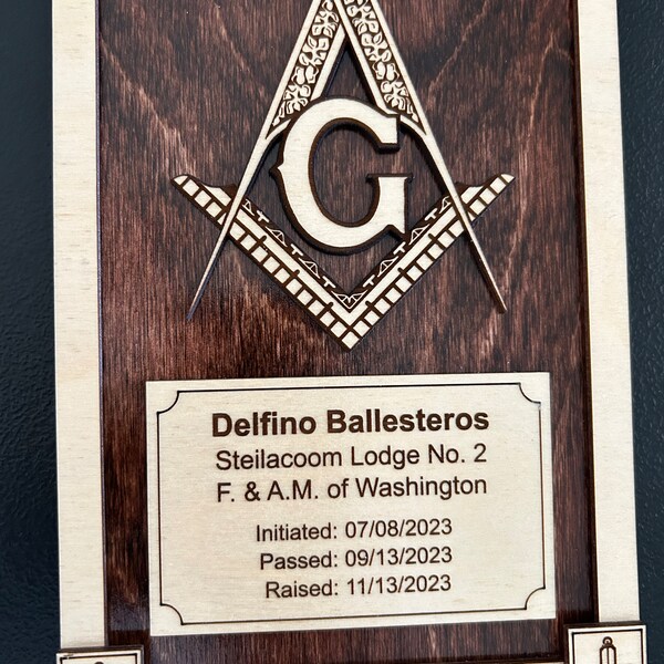 Masonic Plaque - Custom Wood Engraved - Etsy