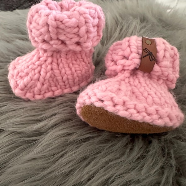 Crochet Baby Bootie SOLES WITH PATTERN // Baby Slippers, Leather Soles ...