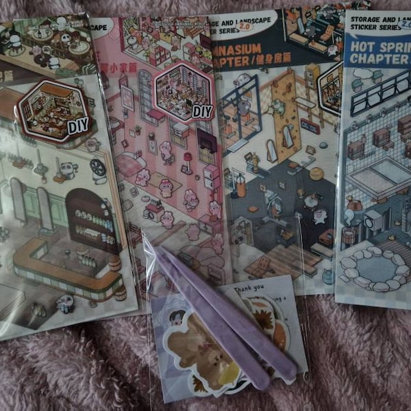 Isometric Sticker Scene Pack 4 Theme, Deco Sticker, Miniature Sticker ...