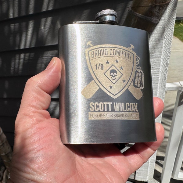 Photo/logo Engraved Custom Whisky Flask 7oz Stainless Steel - Etsy