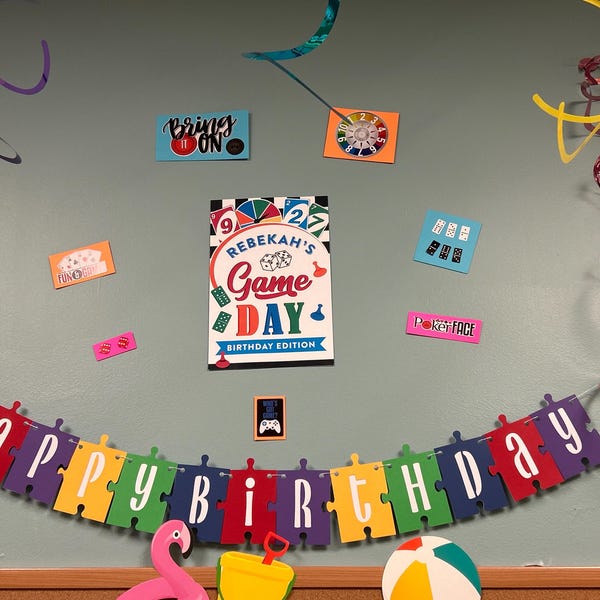 Puzzle Happy Birthday Banner | Board Game Banner | Game Theme Birthday ...