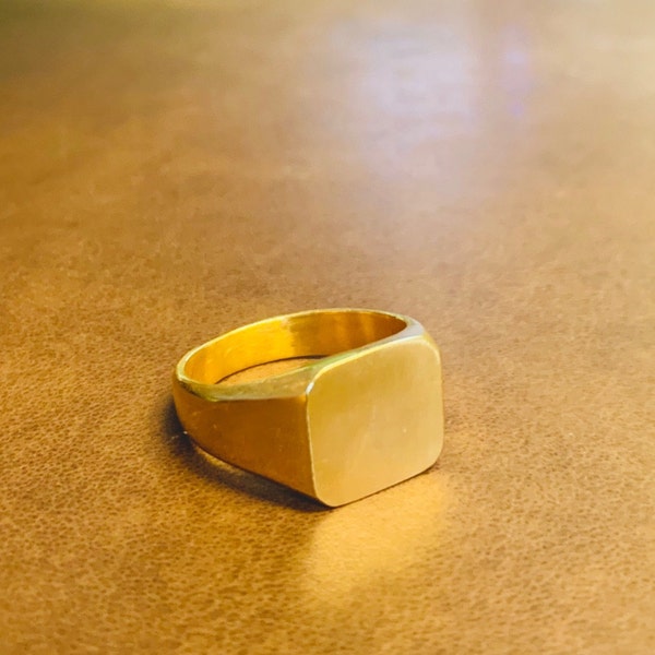 SQUARE Minimal Signet Ring, Pinky Ring for Men and Women - Etsy
