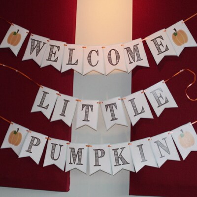 Welcome Little Pumpkin Baby Shower Banner. Instant Digital Download ...
