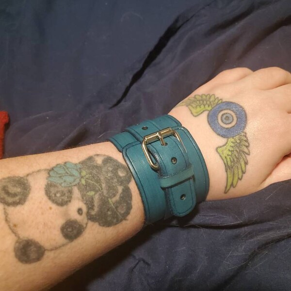 Blue Leather Bracelet, Leather Accessories, Blue Cuff, Women Cuff, Men ...