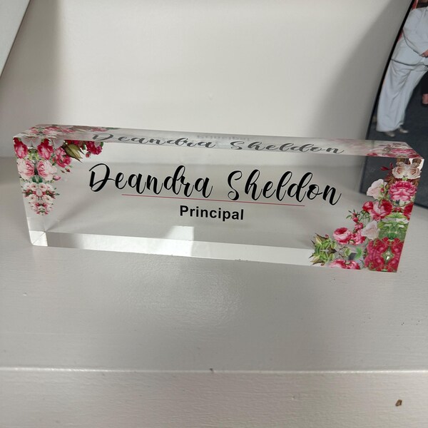 Customized Acrylic Name Plate Block Personalized Office Desk Sign ...