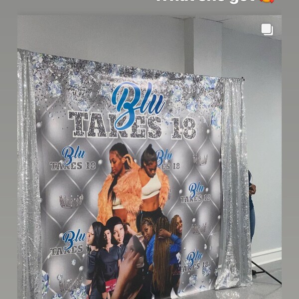Sweet 16 Step and Repeat, Sweet 16 Backdrop, Denim and Diamonds ...