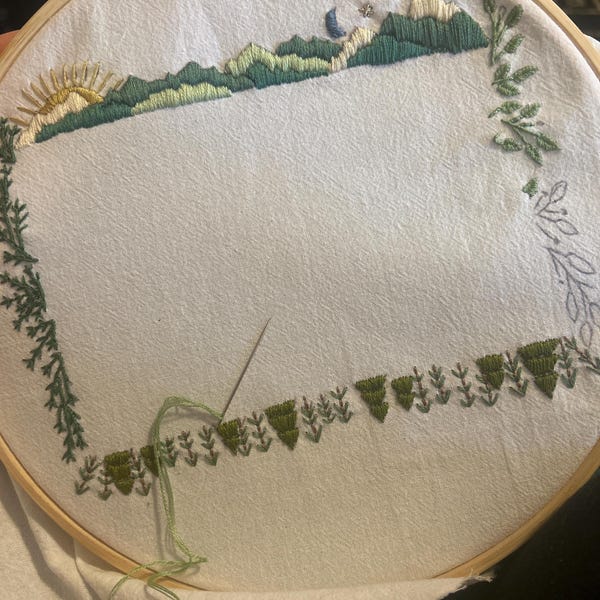 PDF Pattern, Nature Embroidery, 4x6" Frame, Mountain Range, Forest ...