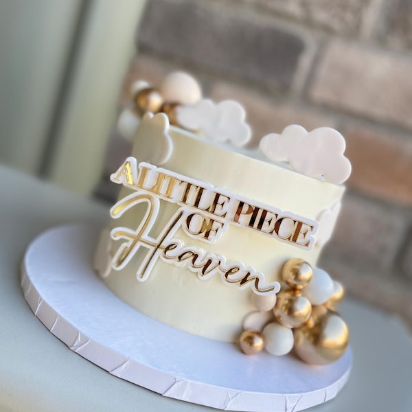 God Bless Gold Mirror Cake Topper Baptism Mi Bautizo Christening Charm ...