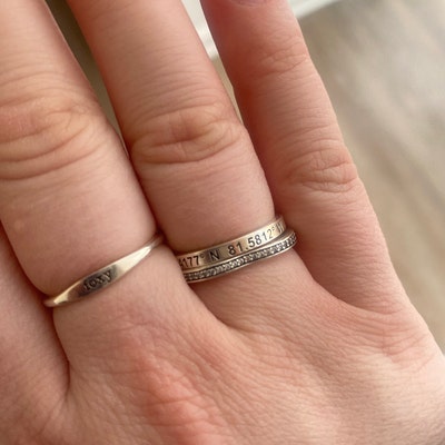 Custom Location Coordinates Ring Dainty Coordinates - Etsy
