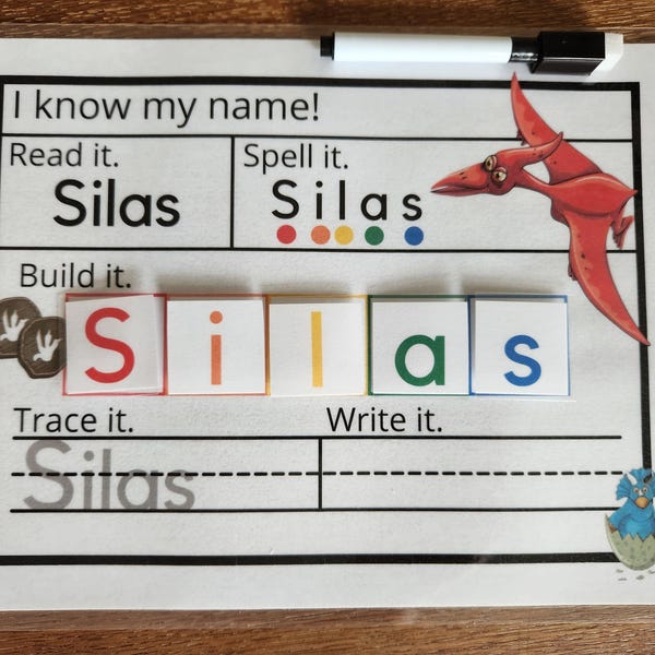 Dry Erase Name Mat, Montesorri Activity to Learn to Spell and Write ...
