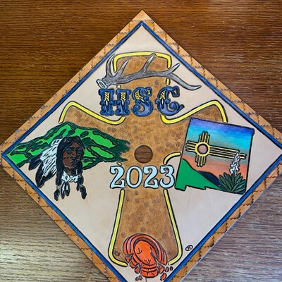 Custom Tooled Leather Graduation Cap Topper - Etsy