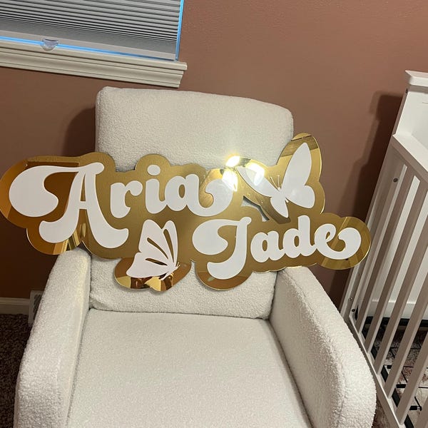 Gold Mirror Nursery Name Sign, Baby Shower Sign, Acrylic Nursery Name ...