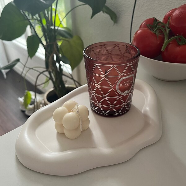 Luna Round Jesmonite Tray | Neutral Jesmonite Homeware | Homemade ...