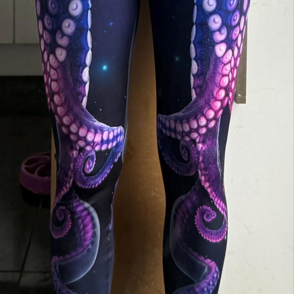 Yoga Leggings With Octopus Print, Purple Printed Leggings, Leggings for ...