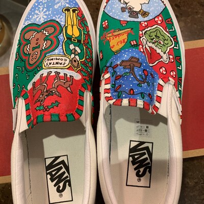 Custom Hand Painted Christmas Themed Vans - Etsy