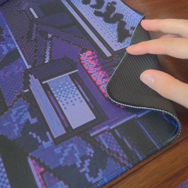 Retro Vaporwave Mousepad, Neon Tokyo Street Pixel Art, Purple Japanese ...
