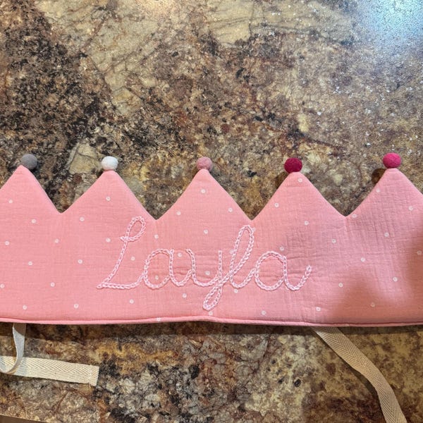 Hand Embroidered Name Crown for Kid's Birthdays, Personalized Gift ...