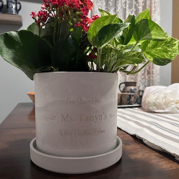 9 Planter Pot With Saucer Drainage Hole & Plug Modern Indoor Plant Pot ...