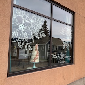 Sunflower Decals, Flower Wreath Decal for Shop Window Display ...