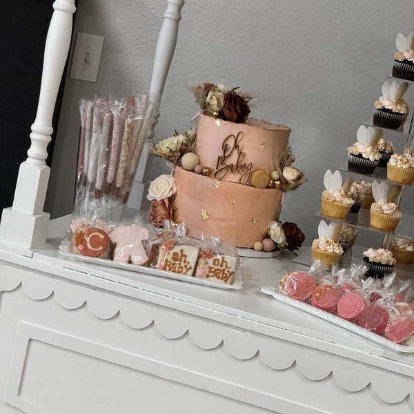 Oh Baby- Acrylic Cake Name Tags, Cake Charms, for Baby Shower, Gender ...