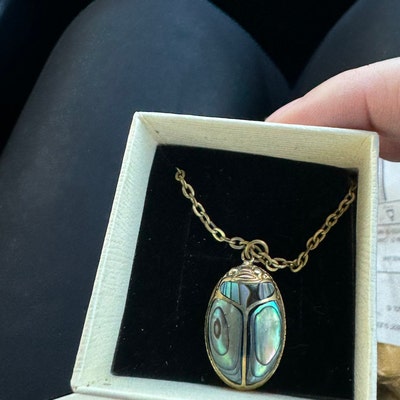 KHEPRI Abalone Scarab, Inlayed Shell Pendant, Carved Scarab, Beetle ...