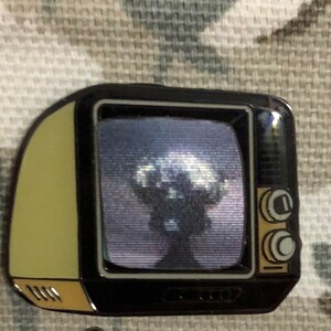 Woodgrain Television Glow in the Dark Enamel Pin With - Etsy