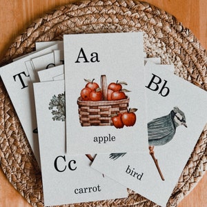 Nature Alphabet Flashcards / Watercolor Alphabet Cards / Homeschool ...