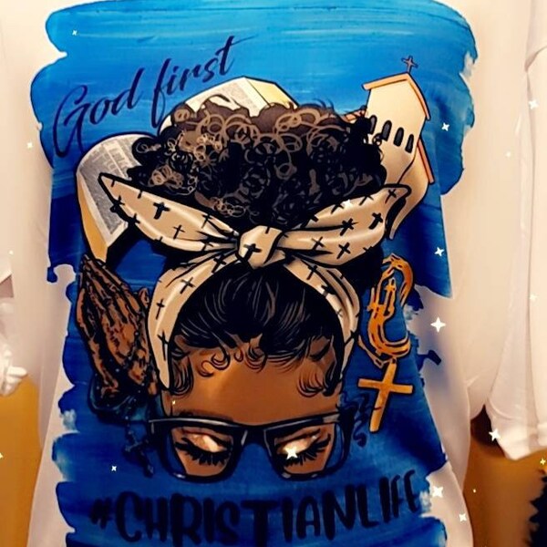 Afro Messy Christian Life Png Sublimation Design, Black Woman Png ...