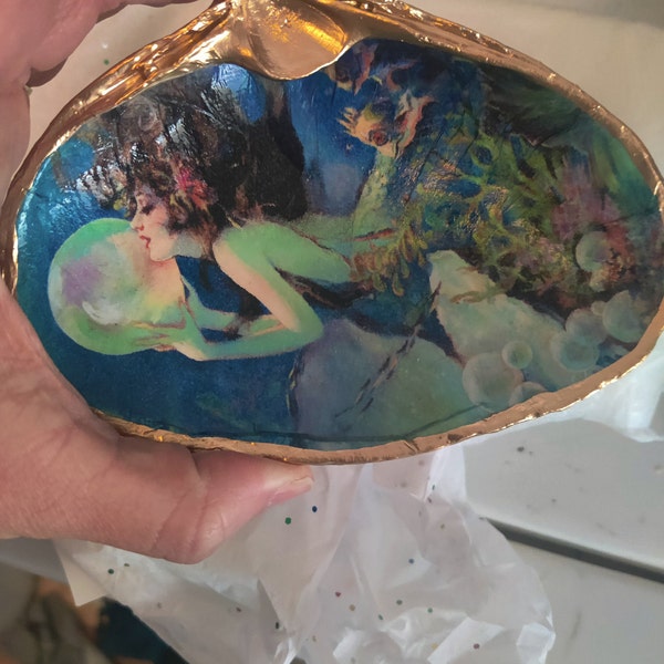 Decoupage Clam Shell Decor, Birth of Venus, Roman Goddess of Love and ...