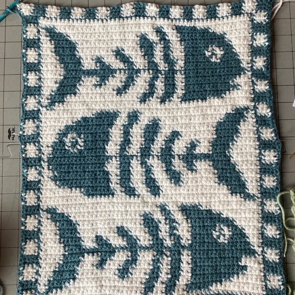 Crochet Fish Bone Wall Tapestry Pattern - Digital Download PDF | Fish ...