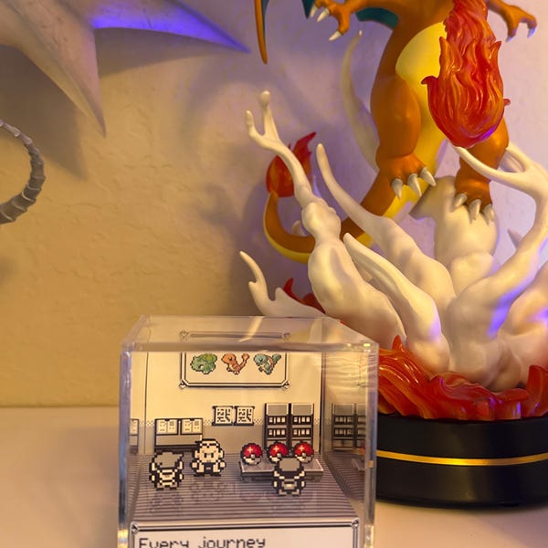 Pokémon 3D Cube Diorama - Shadow Box, Gamer Gift, Pokémon Red & Blue ...