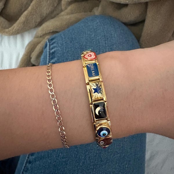Custom Italian Charm Bracelet, Gold Italy Charms Bracelet, Vintage Best ...
